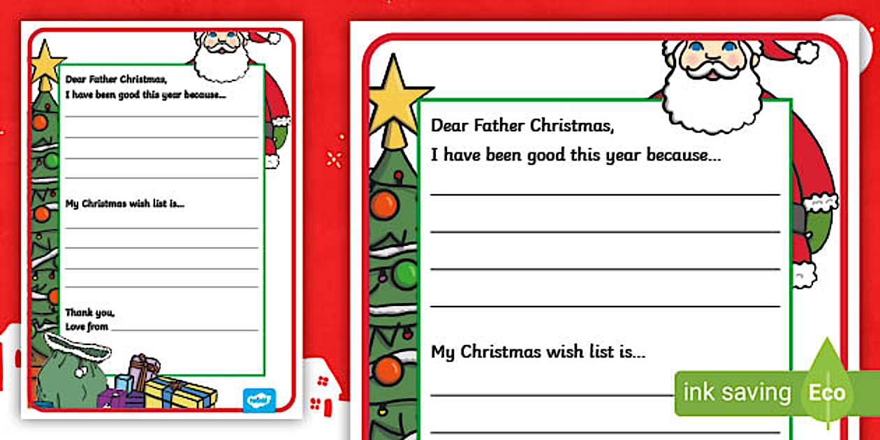 Christmas Wish Letter Sample Template (teacher made)