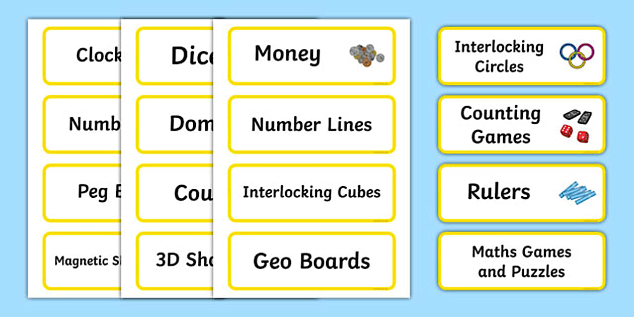 Yellow Themed Editable Maths Area Resource Labels - Twinkl