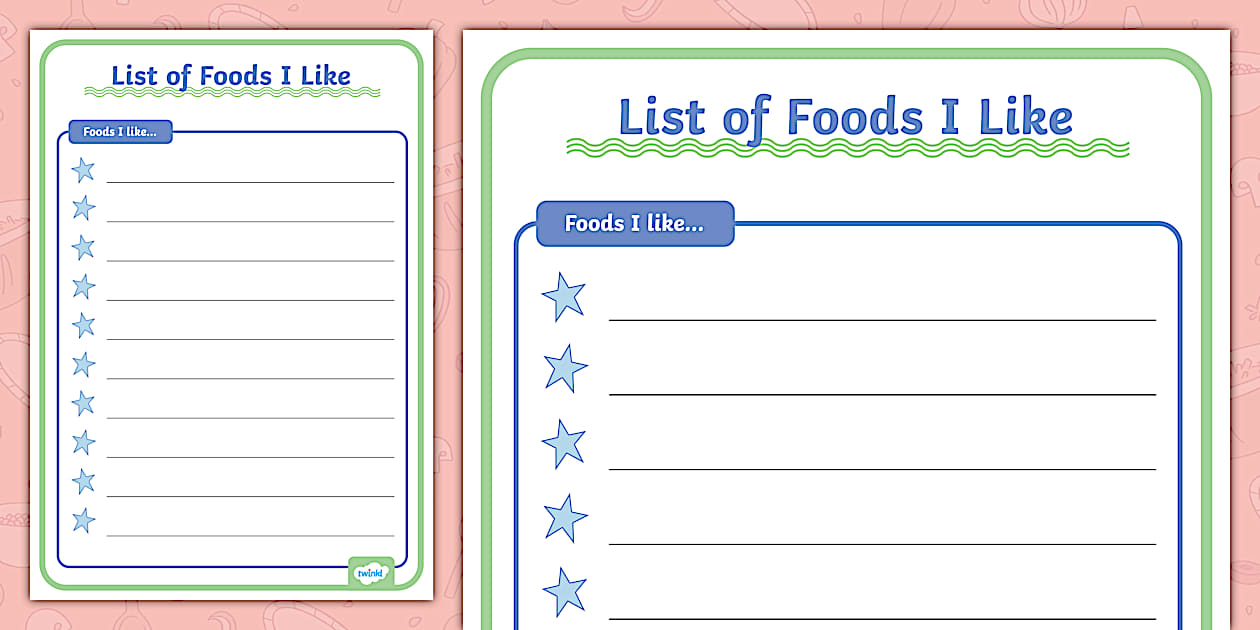 Foods I Like... List (teacher made) - Twinkl