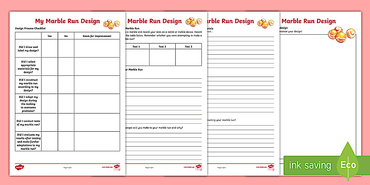 Design a Marble Run Worksheet / Worksheets (teacher made)
