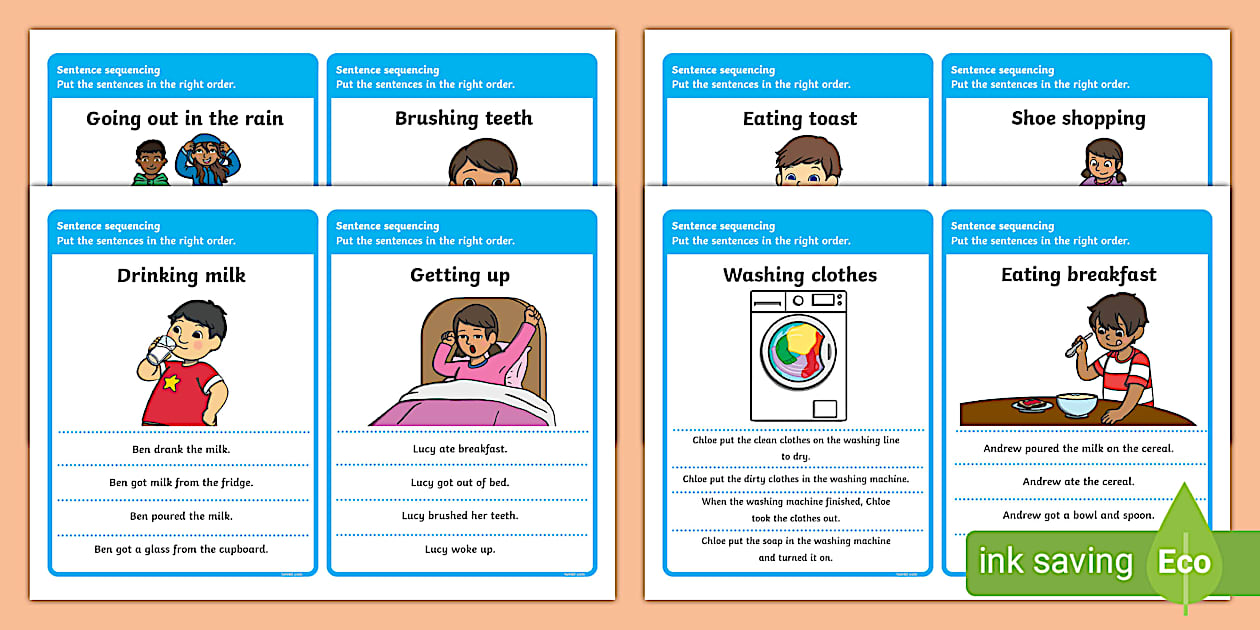 Black and White 4 Step Sequencing Cards - Twinkl