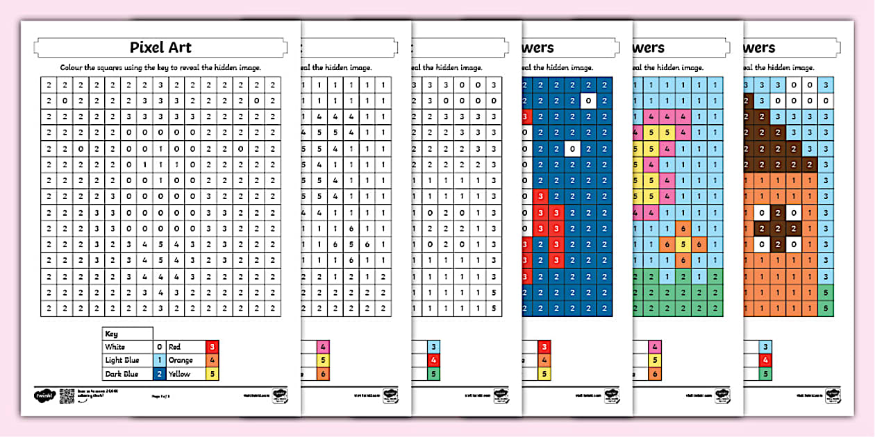 KS1 Pixel Art: Colour by Number - Twinkl - KS1 - Computing