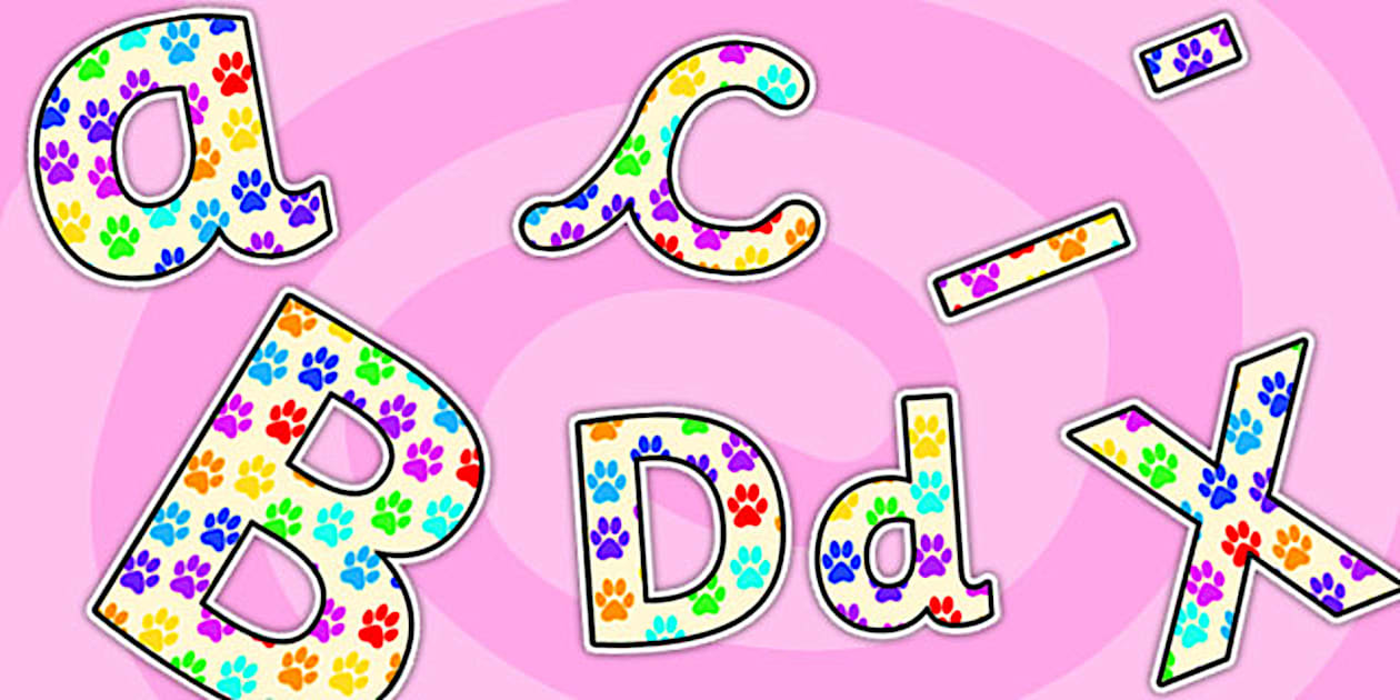 Paw Print Small Lowercase Display Lettering- paw print, lowercase, display