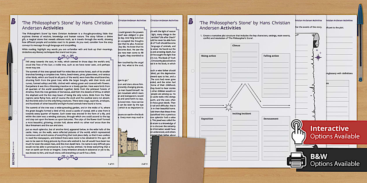 'The Philosopher's Stone' Hans Christian Andersen Activities