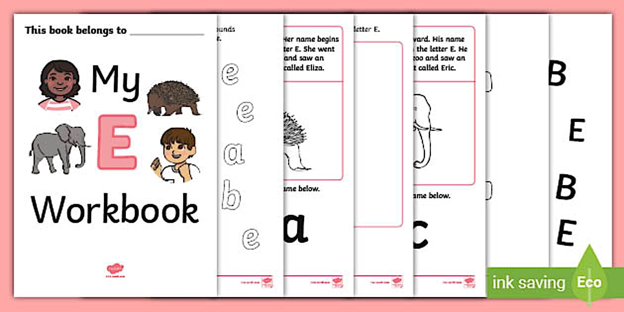 Black and White My 'E' Workbook (professor feito) - Twinkl