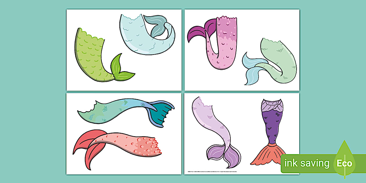 Merperson Tail Display Cut-Outs - Twinkl - Under the Sea