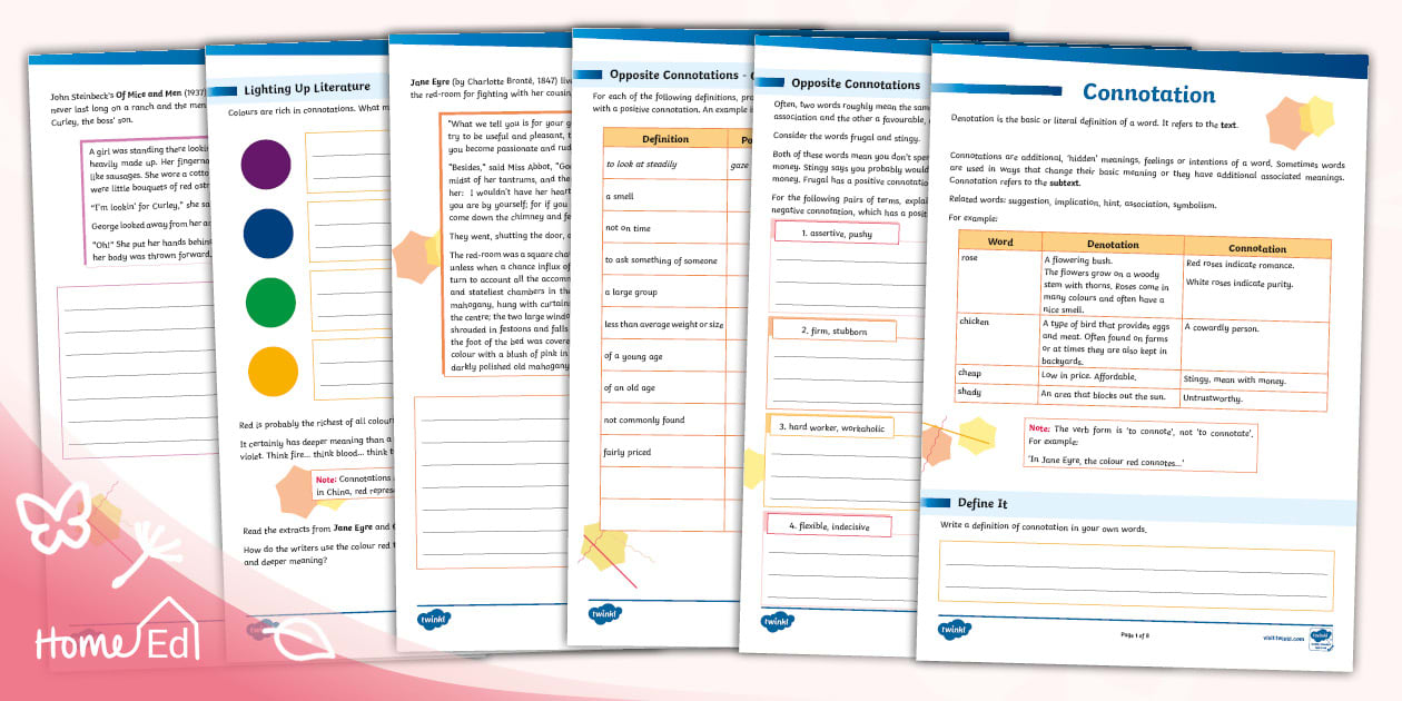 Secondary English Cheat Sheet: Connotation (teacher made)