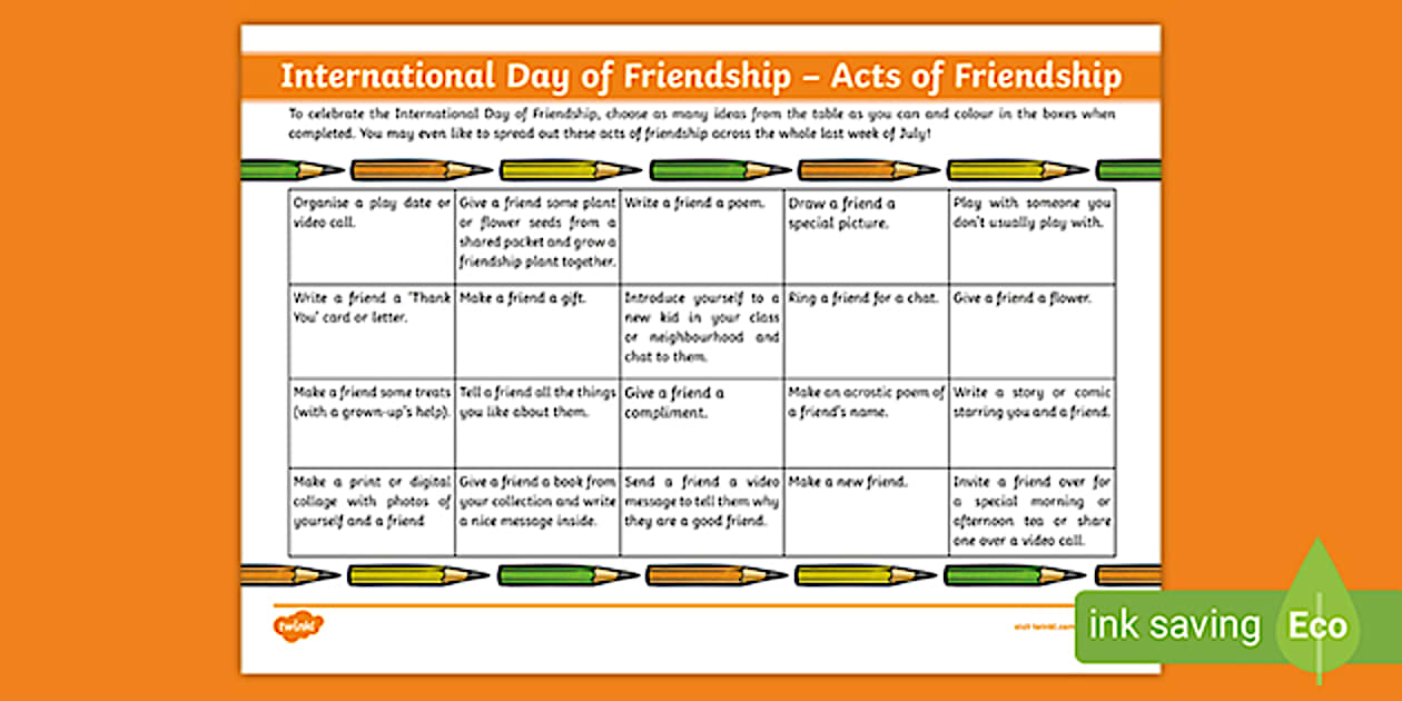 International Day of Friendship - Acts of Friendship