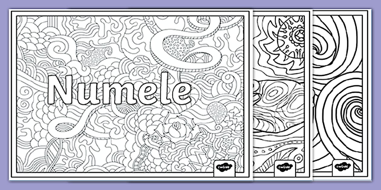 Numele pe fundal mindfulness - Desene de colorat editabile