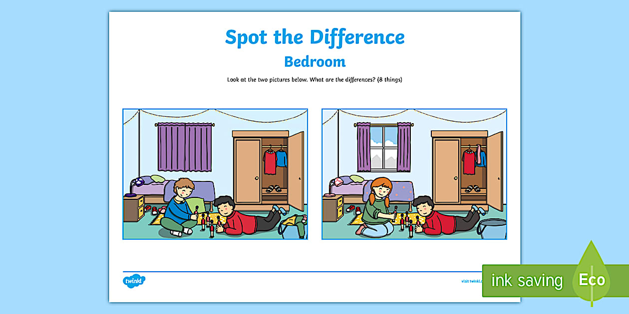 Editable Houses and Homes Spot the Difference - Bedroom Worksheet
