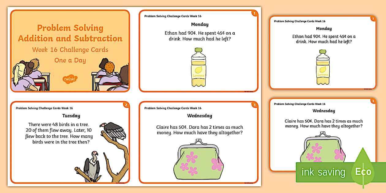 Addition and Subtraction Problem Solving - Week 16 Challenge Cards