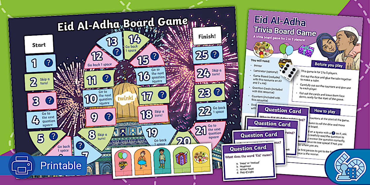 KS2 Eid Al-Adha Trivia Board Game (Teacher-Made) - Twinkl