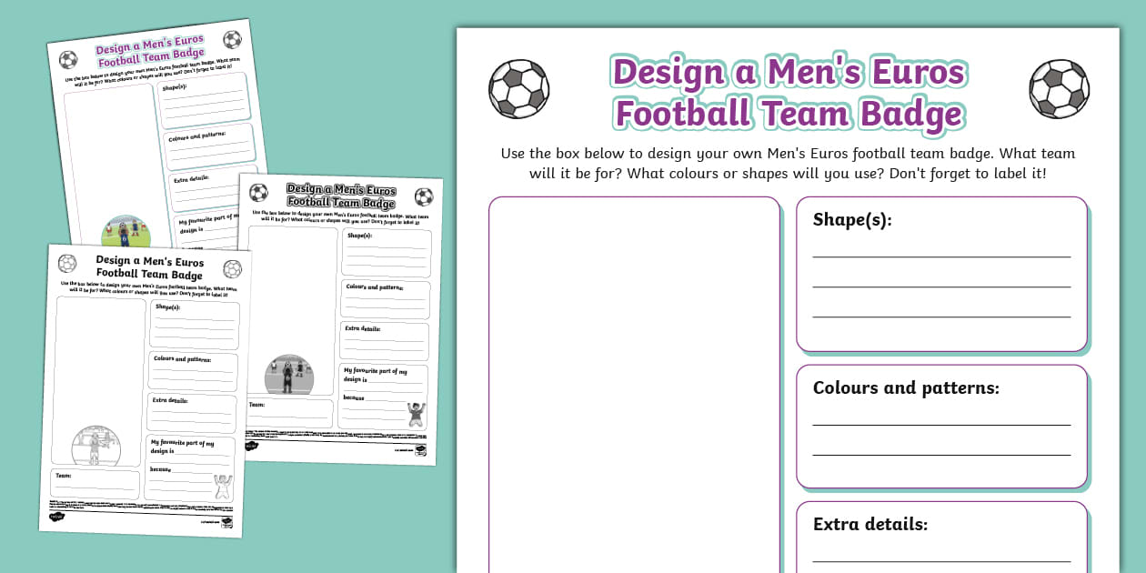 Design a 2024 Men's Euros Football Team Badge Worksheet