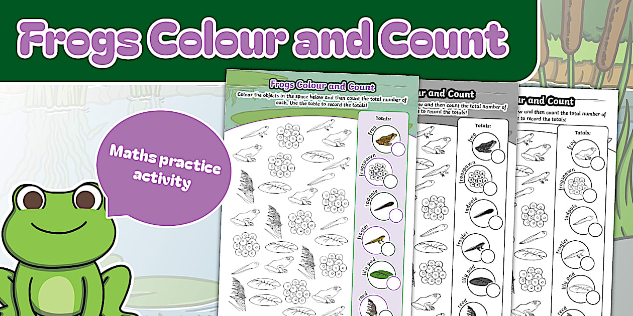 Frogs Colour and Count Worksheet