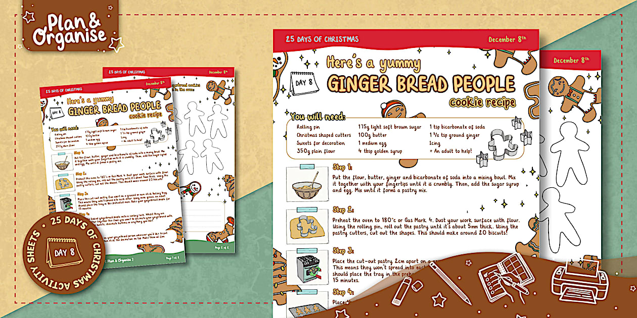 December 8th: Gingerbread People Recipe card | 25 Days of Christmas ...