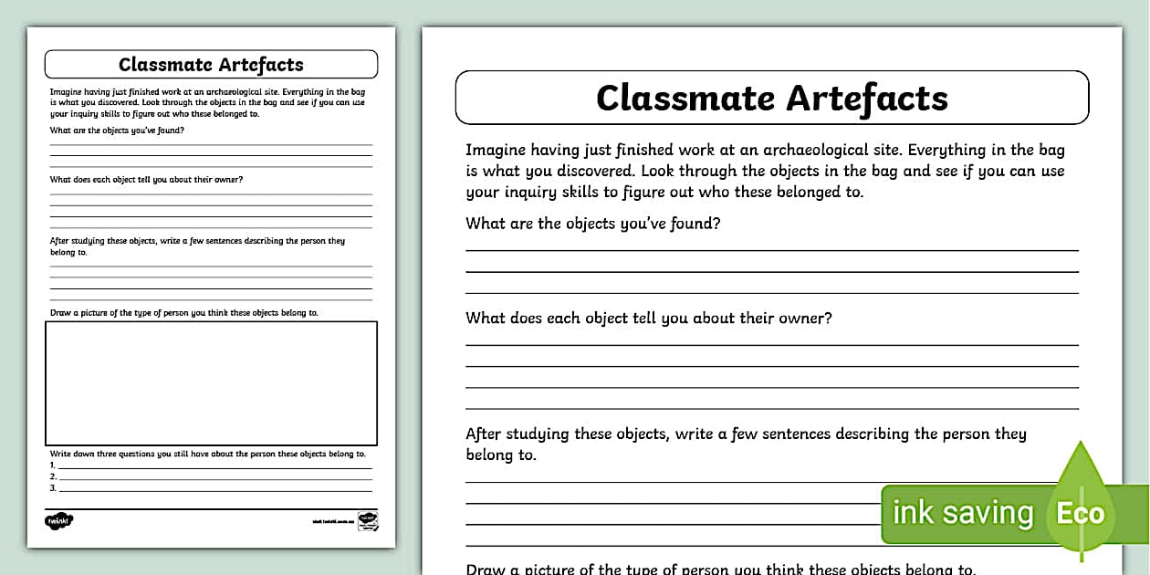 Classmate Artefacts Discovery Sheet (teacher made) - Twinkl