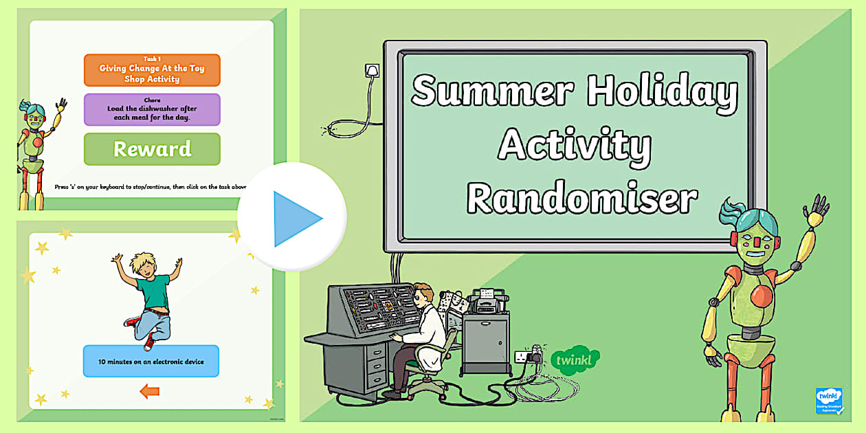 KS1 Summer Holiday Activity Randomiser PowerPoint - Twinkl