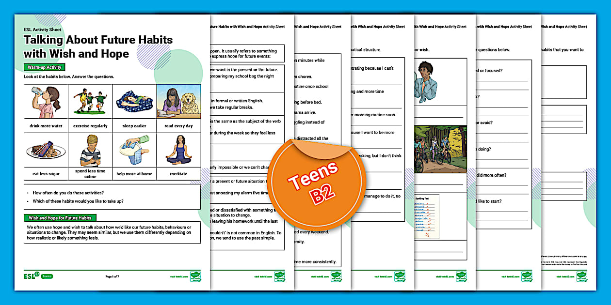 ESL Talk About Future Habits with Wish & Hope (teacher made)