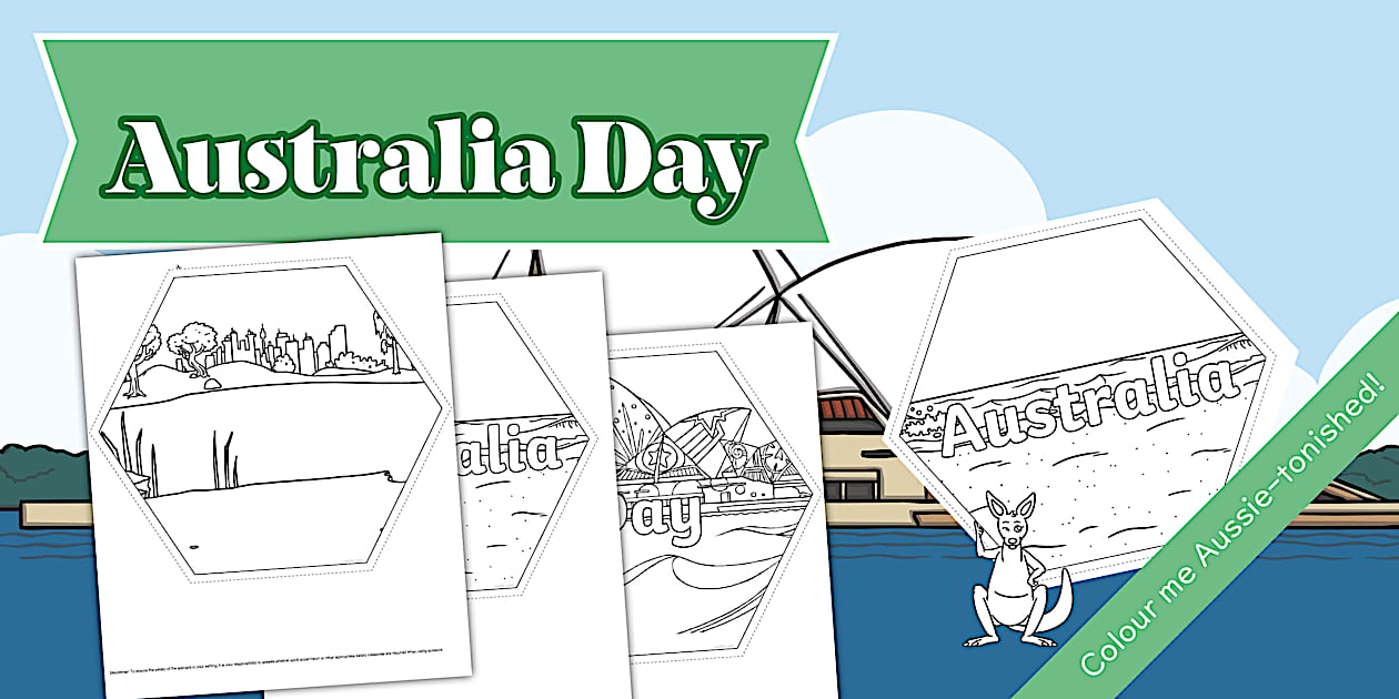 Australia Day Hexagon Display Colouring Activity