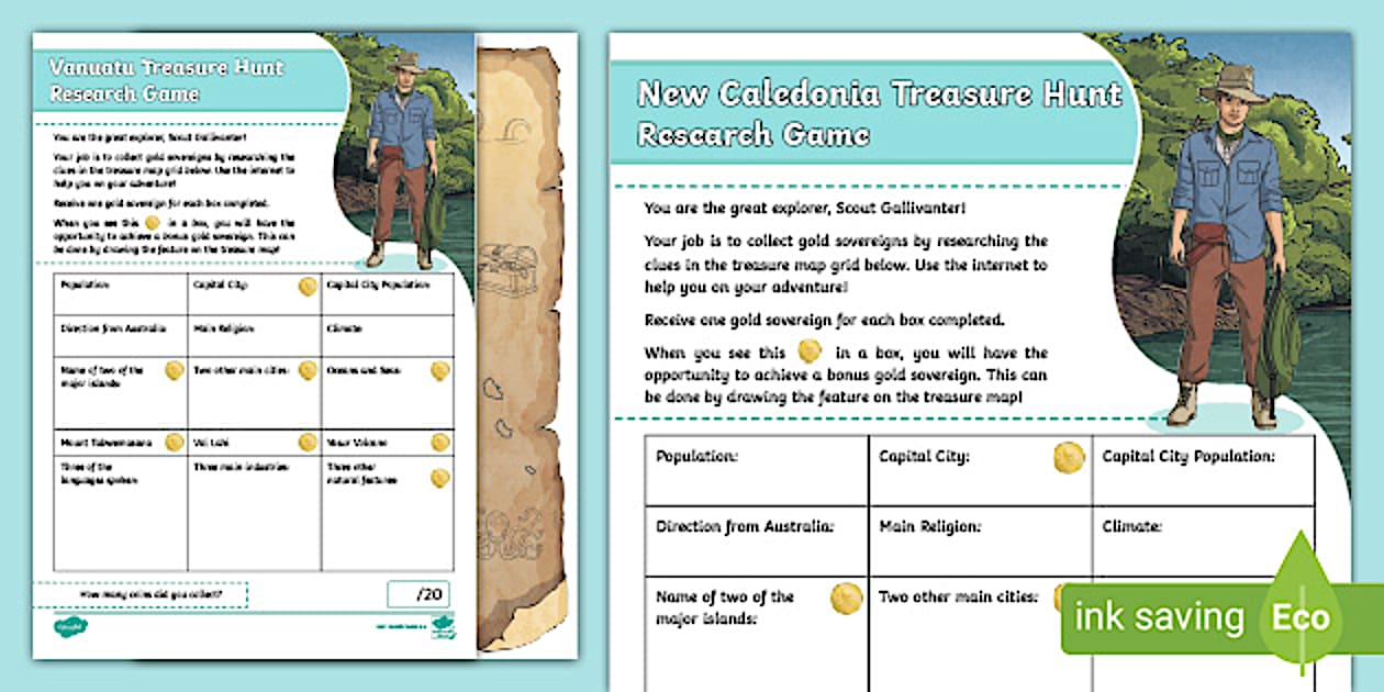 Vanuatu and New Caledonia Treasure Hunt Research Game