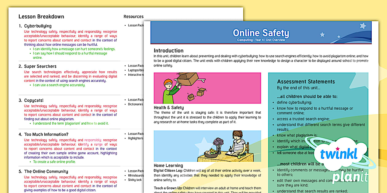 Computing: Online Safety Y4 Planning Overview (teacher made)