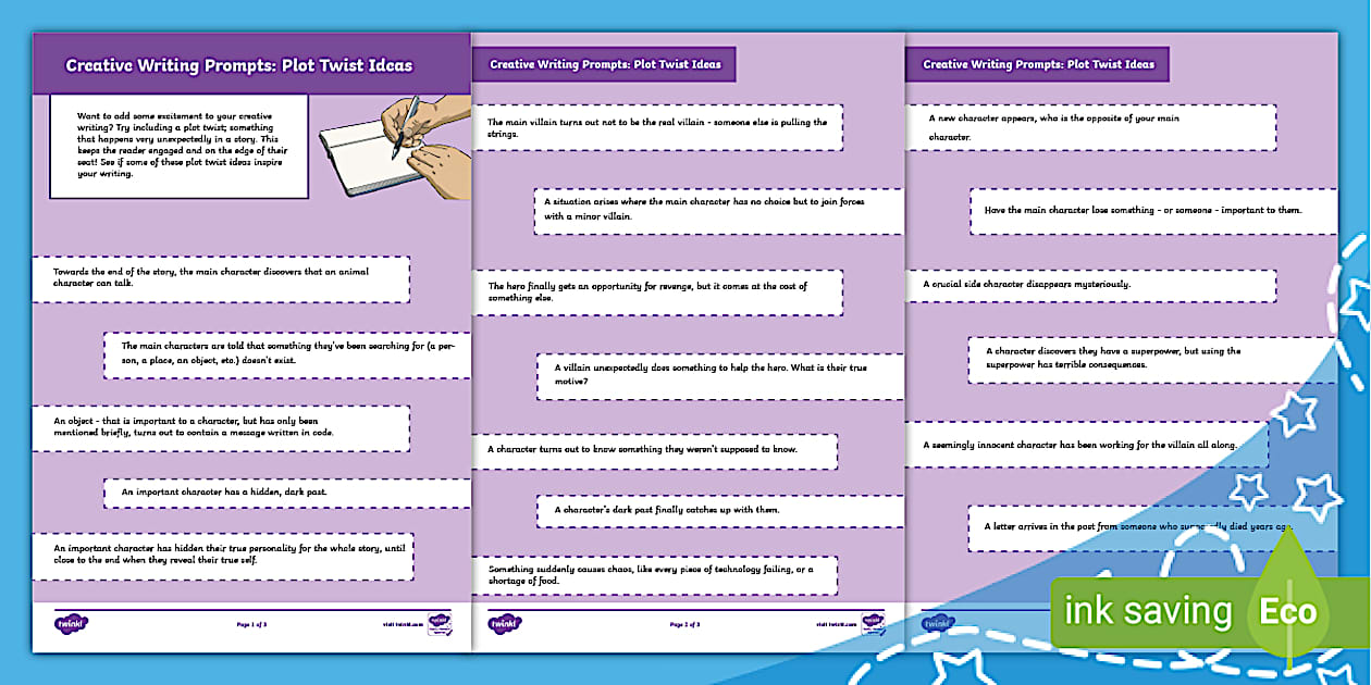 Creative Writing Prompts: Plot Twist Ideas (teacher made)