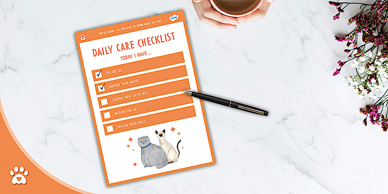 Cat Care - Daily Checklist - Pet Care - Twinkl Pets - Twinkl