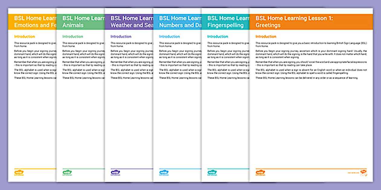 BSL Home Learning Complete Resource Pack (Teacher-Made)