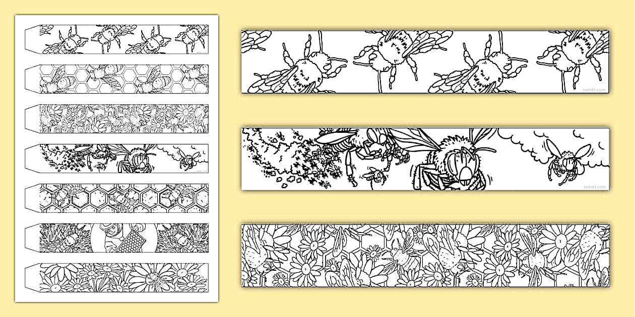 Bee Colouring Paper Chains (teacher made) - Twinkl