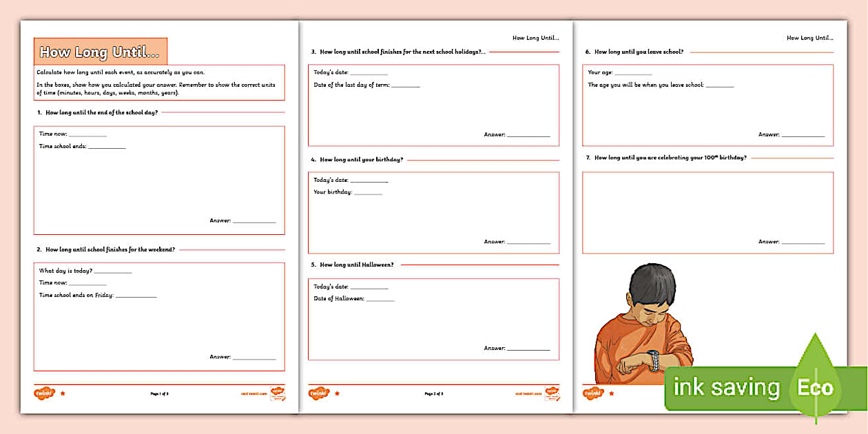 How Long Until... Activity Sheet (teacher made) - Twinkl