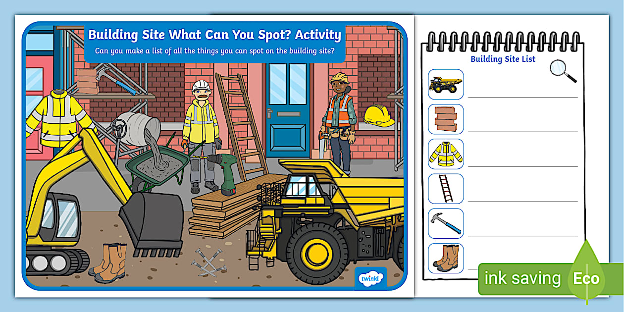 Building Site What Can You Spot? Writing Activity | Twinkl