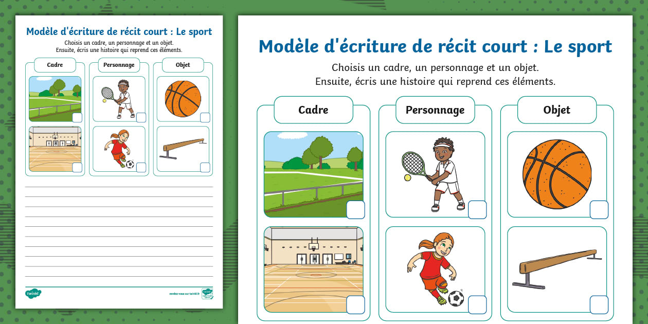 Modèle d'écriture de récit court : Le sport - Twinkl