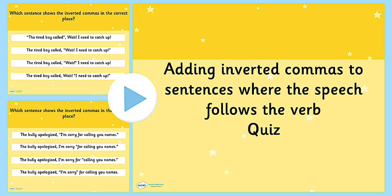 Adding Inverted Commas to a Sentence Punctuation PowerPoint