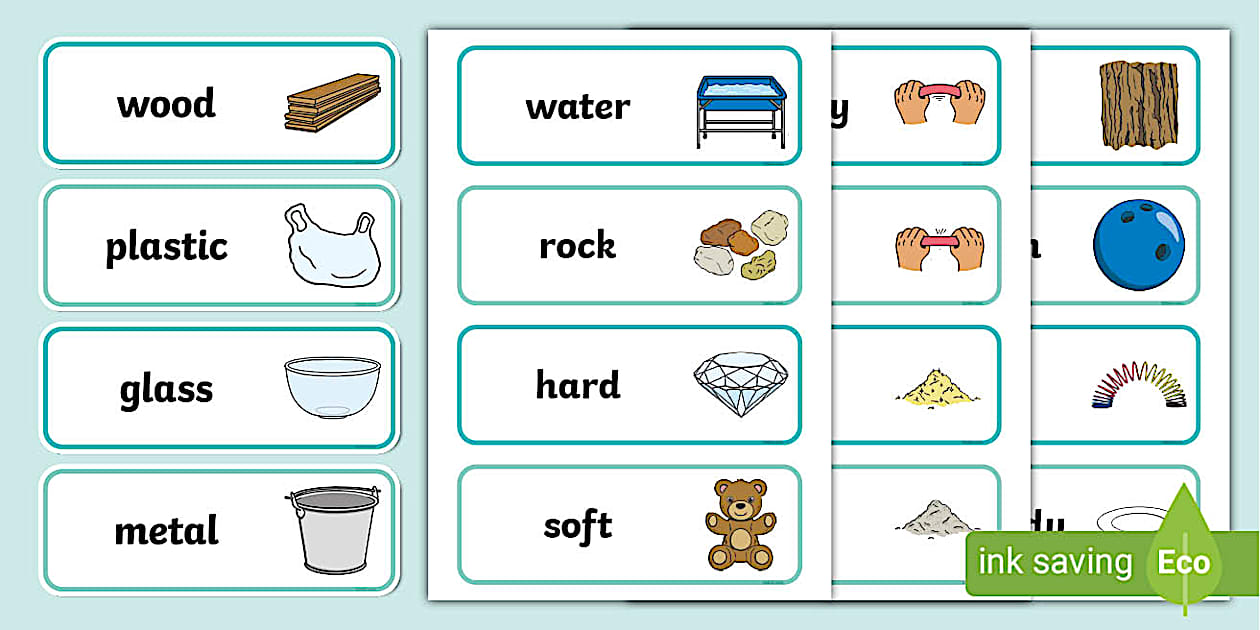 Everyday Materials Word Cards (teacher made) - Twinkl