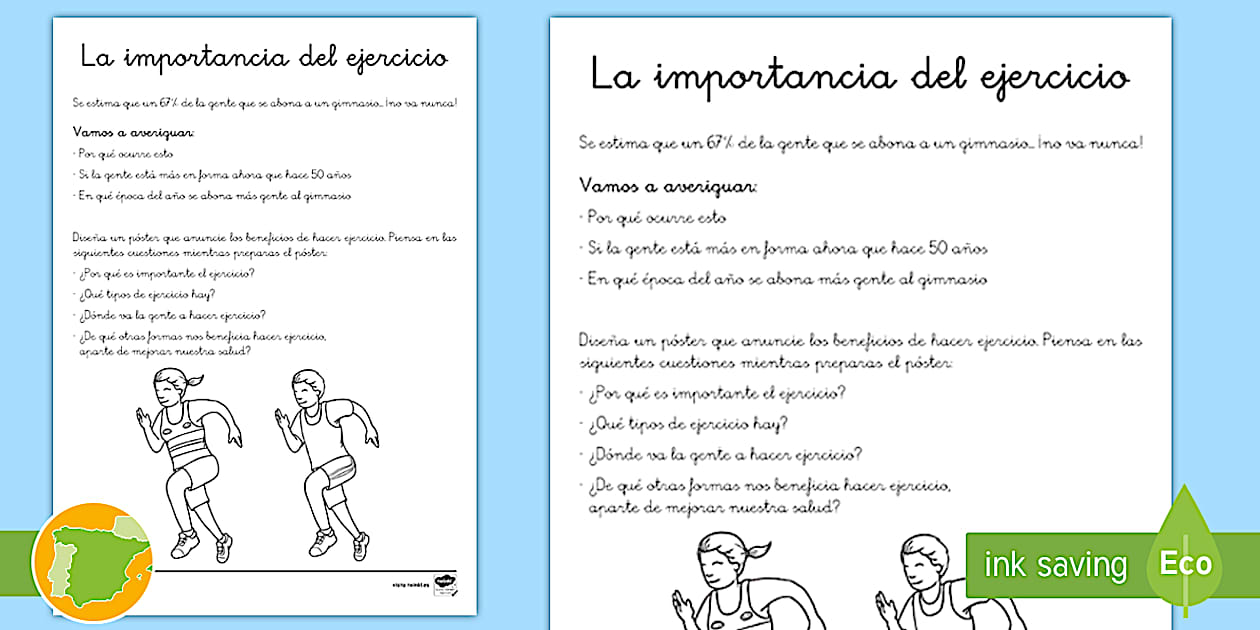 Ficha de actividad: La importancia del ejercicio - Twinkl