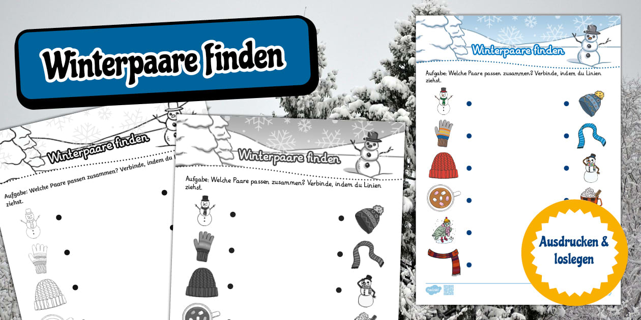 Winterpaare finden - Arbeitsblatt