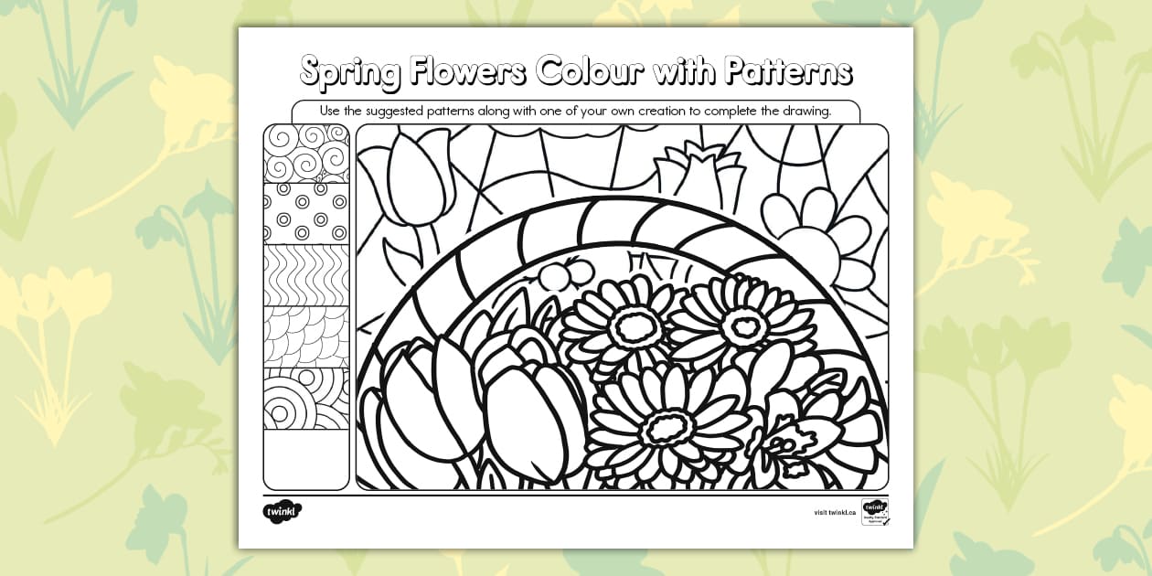 Spring Flowers Colour with Patterns Activity (teacher made)