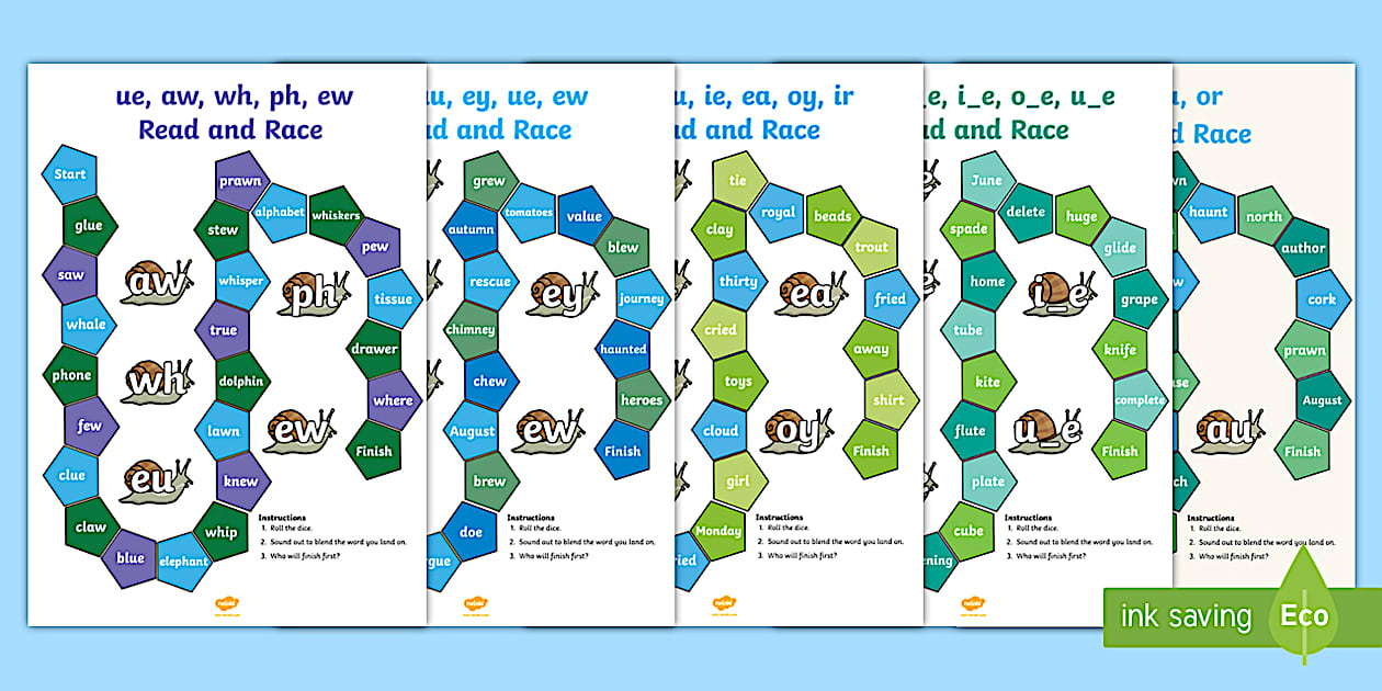 Editable Phase 5 Phonics Read and Race Game Bumper Activity Pack