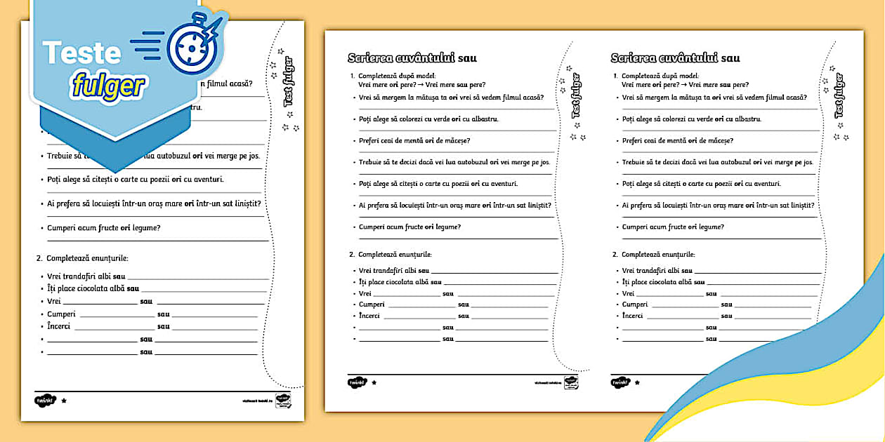 Scrierea cuvintelor sau/s-au – Test fulger - Twinkl
