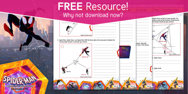 FREE Spider-Man™: Calculating Angles Activity for 6th-8th