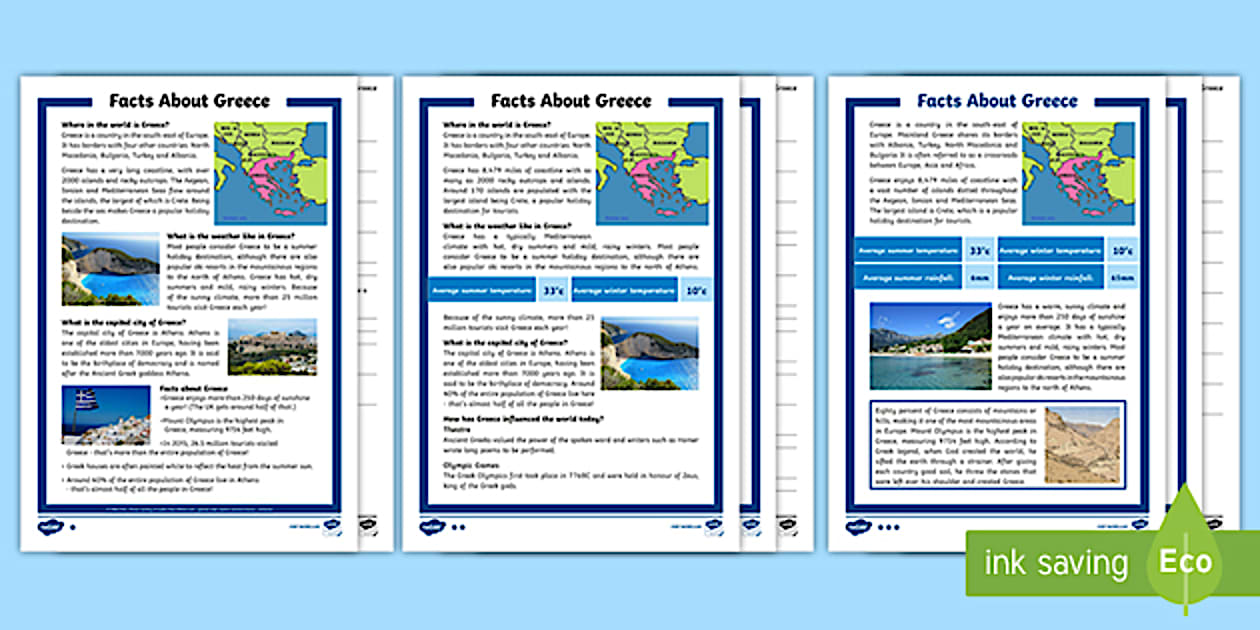 Facts About Greece Reading Comprehension Activity - Twinkl Facts About Greece Reading Comprehension Activity - Twinkl
