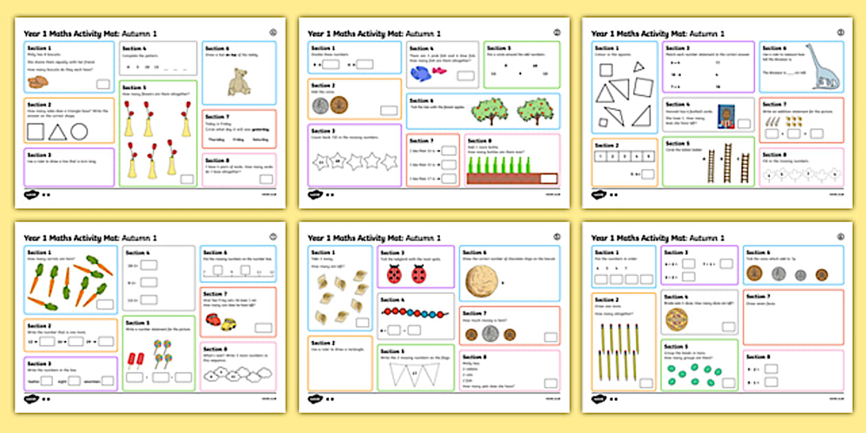 Editable Year 1 Autumn 1 Maths Activity Mats - Twinkl