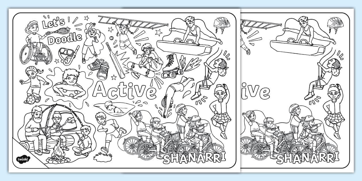 Let's Doodle About Active SHANARRI Colouring Pages - Twinkl
