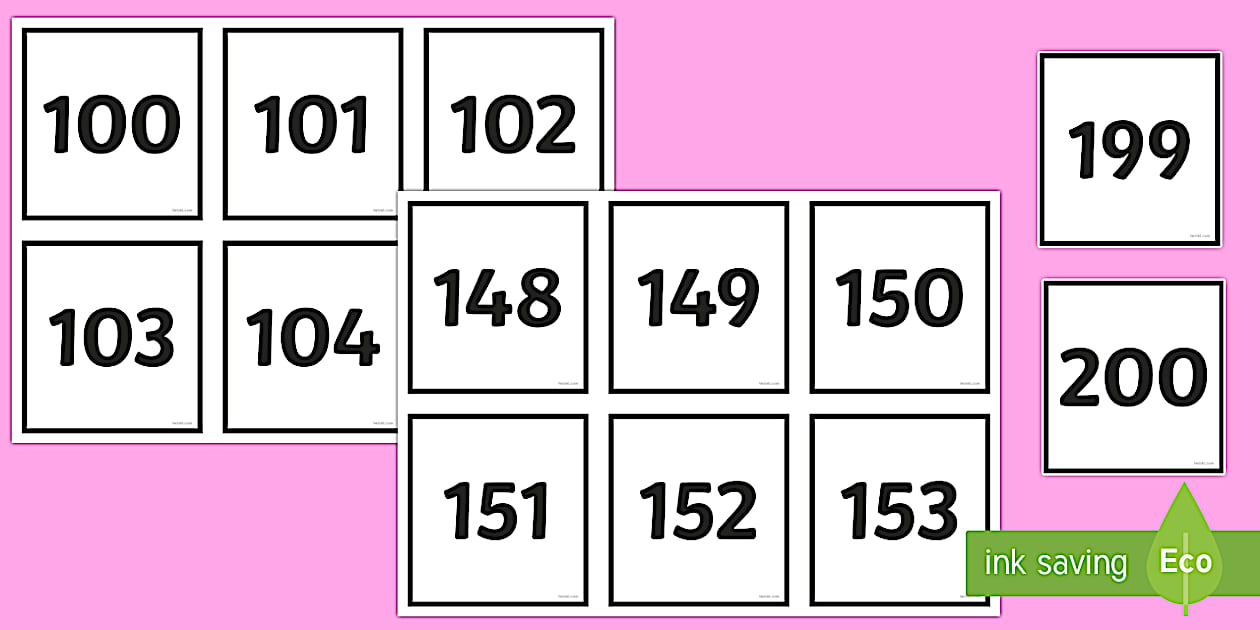 100-200 Square Number Cards (teacher made) - Twinkl