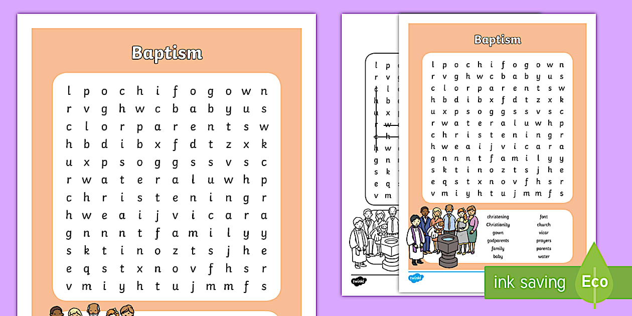 Baptism Word Search (teacher made) - Twinkl