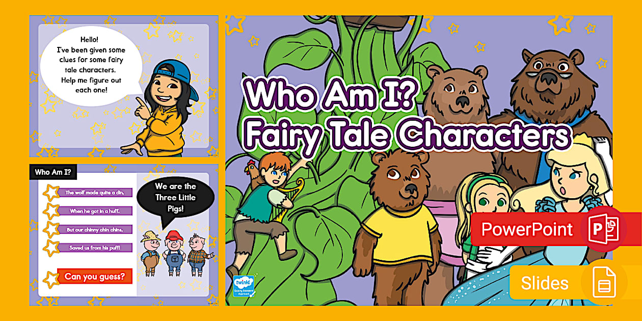 Who Am I? Fairy Tale Characters Quiz Presentation for K-2nd