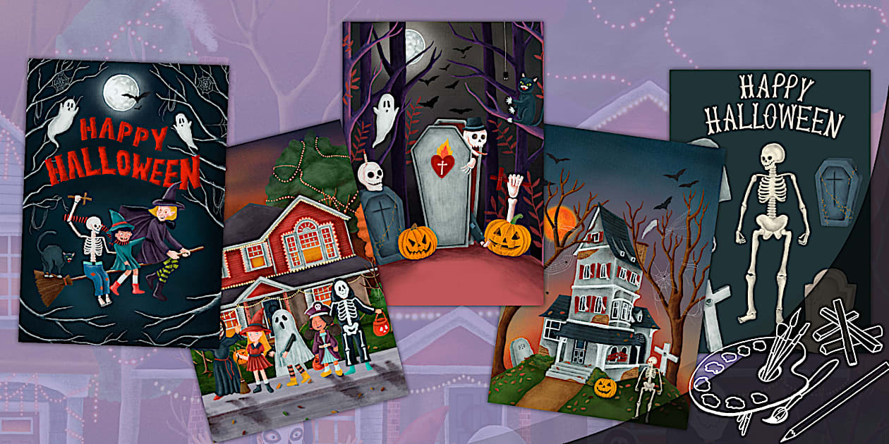 Happy Halloween Illustrated Posters Pack