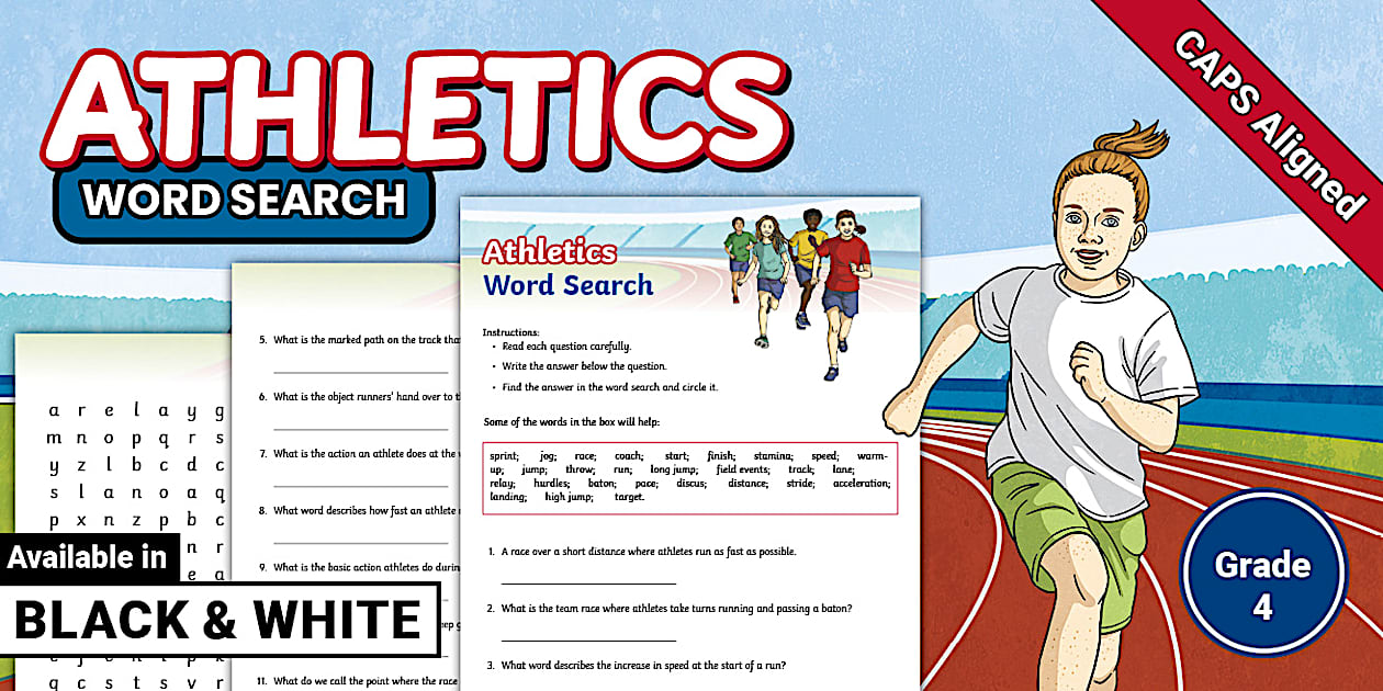 Intermediate Phase PE–Athletics - Word Search (CAPS Aligned)