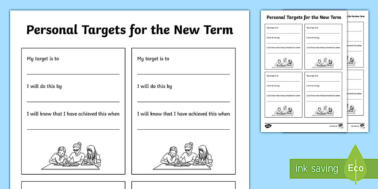 Personal Targets for the New Term Worksheet / Worksheet - Personal ...