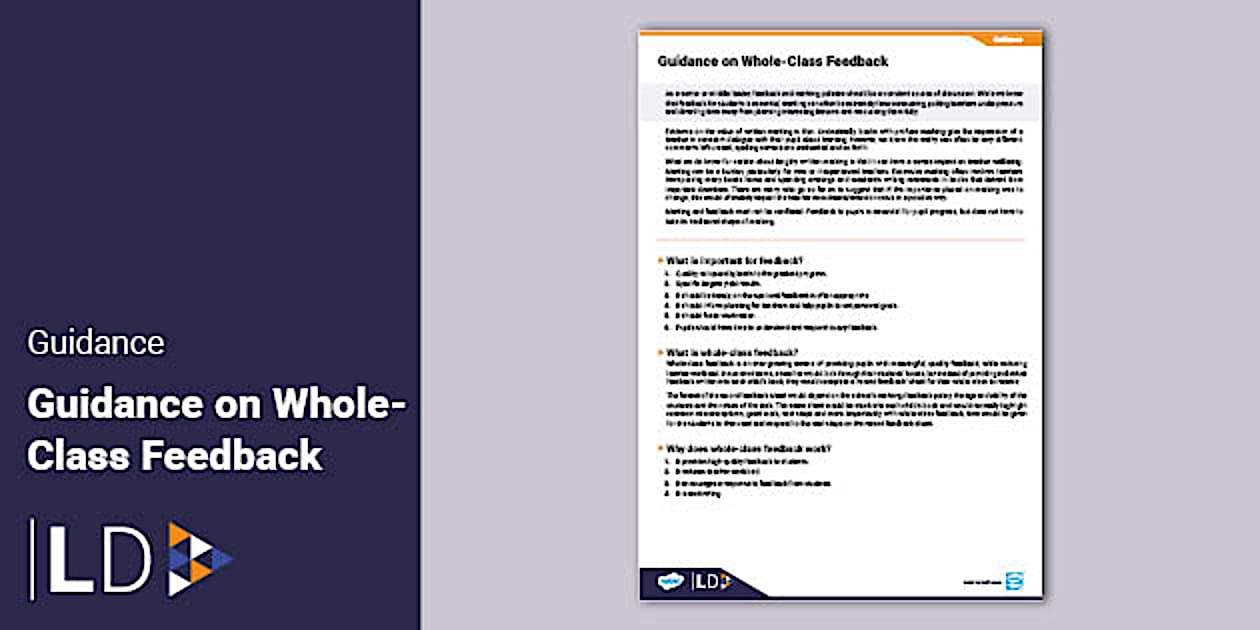 Guidance on Whole-Class Feedback (teacher made) - Twinkl